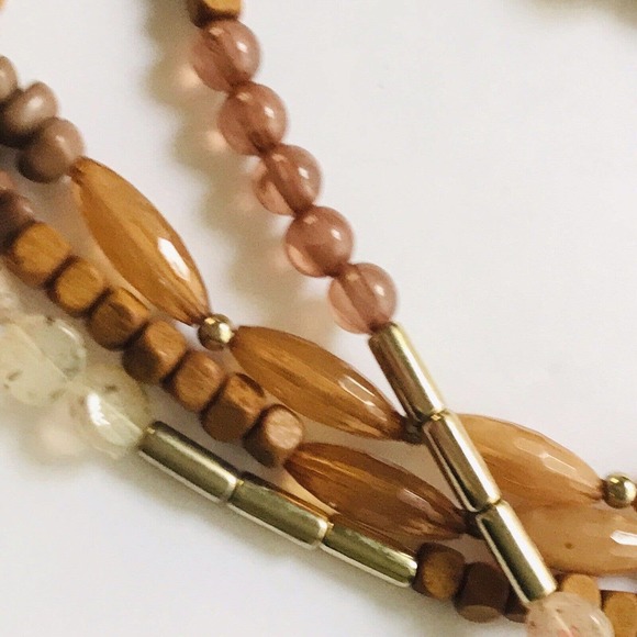 Fizz | Jewelry | Fizz Double Strand Necklace Wood Beads Gold Tone 3638 ...